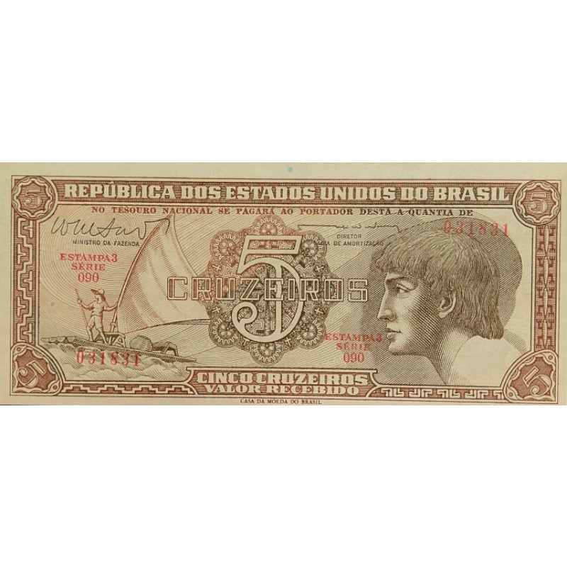 Jual Uang Asing Negara Brasil Brazil 5 Cinco Cruzeiros Real Tahun 1961 ...