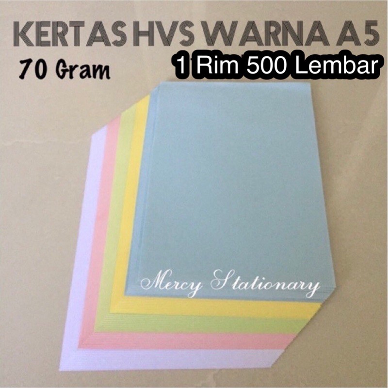 Jual Kertas HVS Warna A5 70 Gr - 1 Rim 500 Lembar - Paper Shredder ...