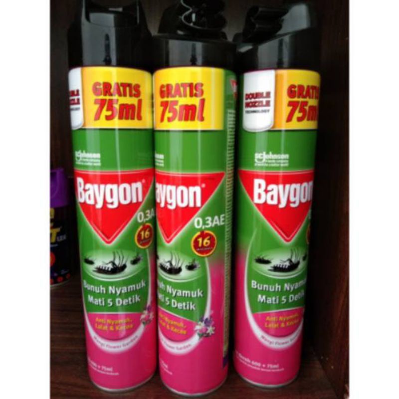 Jual BAYGON OBAT NYAMUK SEMPROT DOUBLE NOZZLE FLOWER GARDEN 600 ML ...