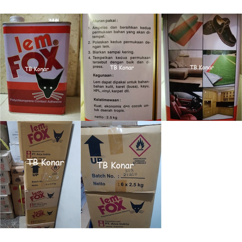 Jual Lem Fox Kuning Galon 2.5 kg KARPET SENDAL KULIT HPL Karet | Shopee ...