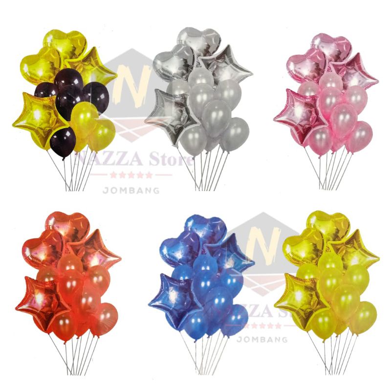 Jual BALLONS Balon Foil&Latex Set Bintang love & bulat | Shopee Indonesia