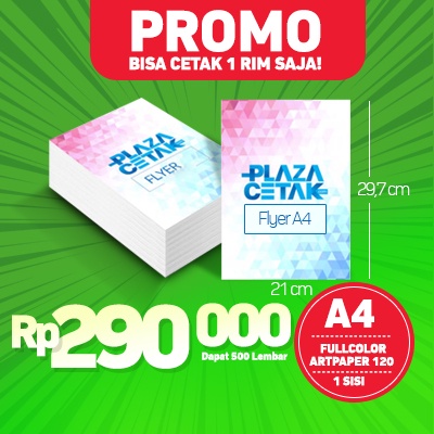 Jual Cetak Brosur A4 1 Sisi / 2 Sisi Kertas Artpaper 120 gsm Fullcolor Murah - 500 LEMBAR (1 RIM ...