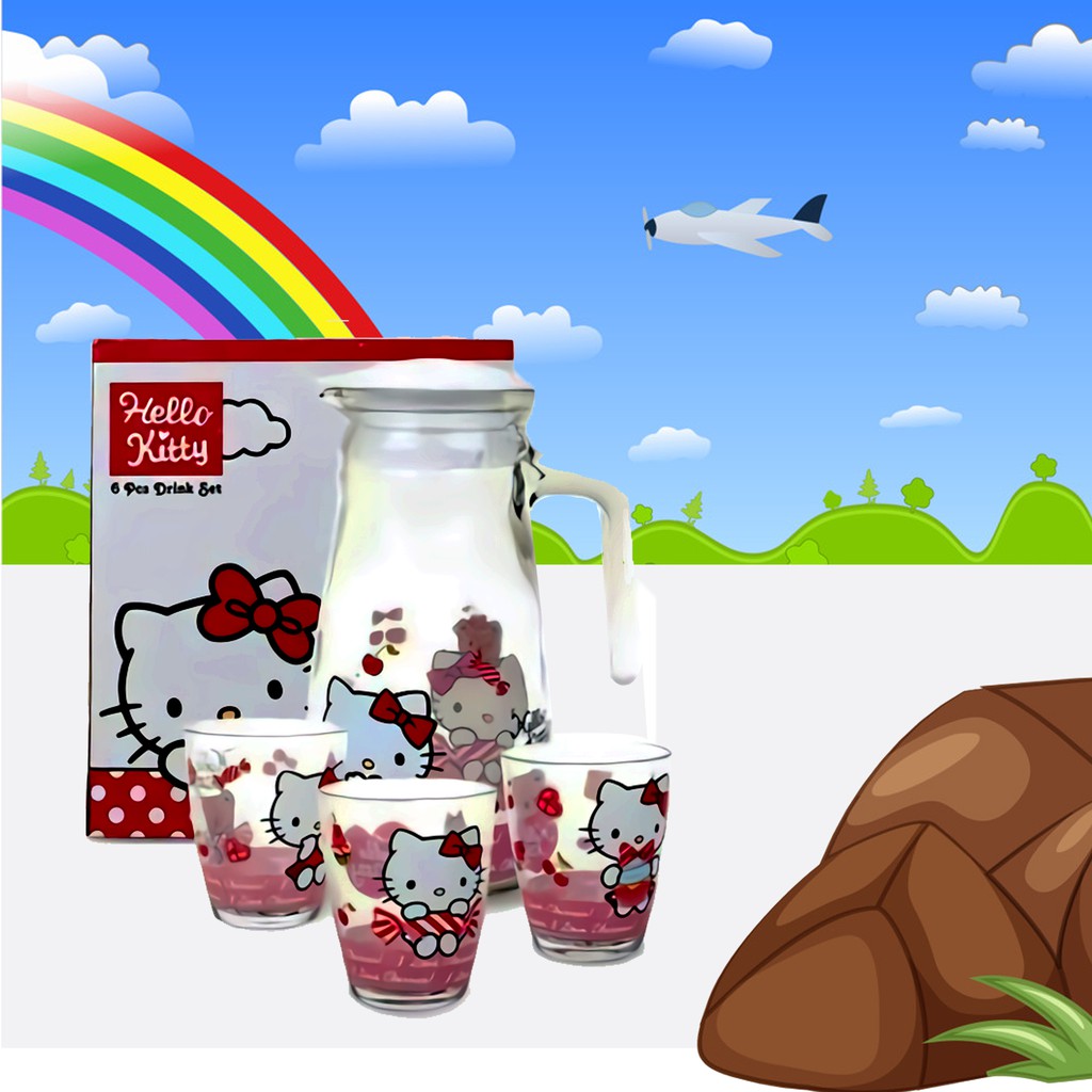 Jual Gelas Set Karakter Hello Kitty drink set | Shopee Indonesia