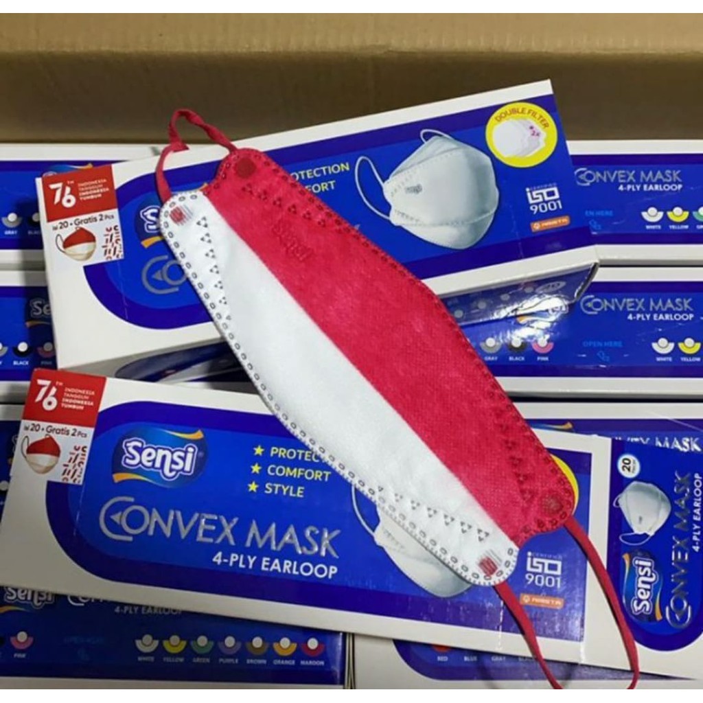 Jual Masker Sensi Convex Merah Putih Limited Edition Medis Murah ...
