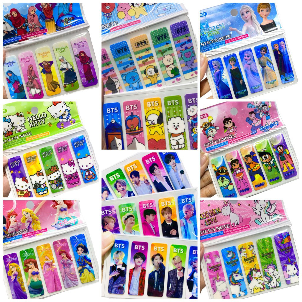 Jual Paper Clip Pembatas Buku Sticky Note Hologram BTS BT21 dan ...