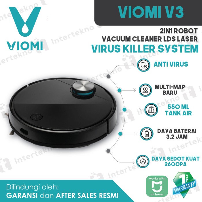 Jual {danitastore} VIOMI V3 Robot Vacuum Cleaner LDS Laser - Virus ...