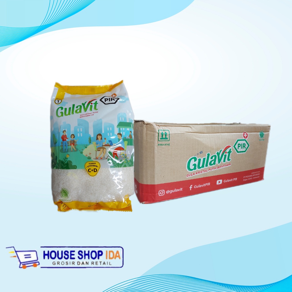 Jual Gula GULAVIT Gula Kristal Putih dengan Vitamin A 1kg [1 dus isi 20 ...