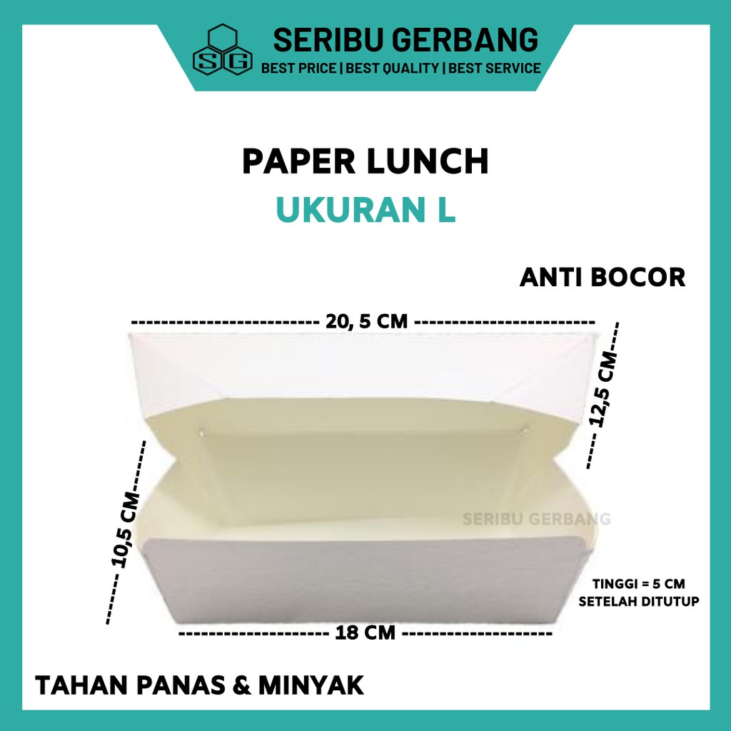 Jual 50PC PAPER LUNCH UKURAN L TAKE AWAY BOX KOTAK DUS MAKAN NASI ...