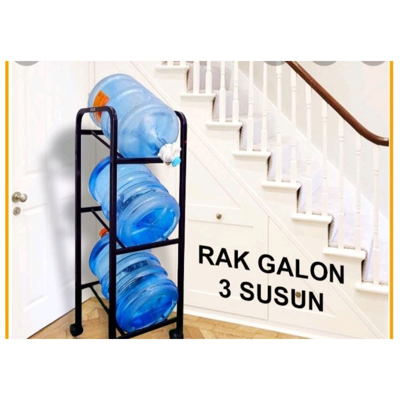 Jual rak galon air 3 susun rak roda galon aqua roda | Shopee Indonesia