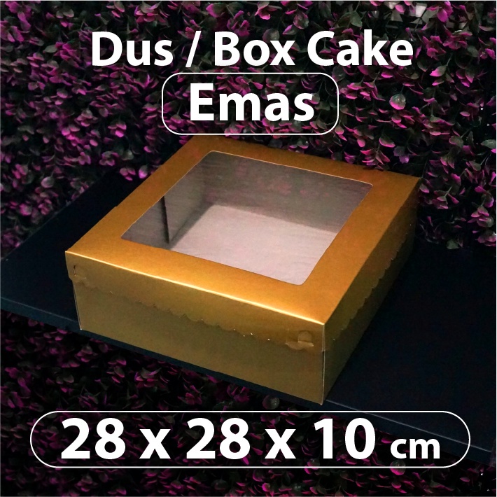 Jual Dus Emas 28 x 28 x 10 cm dengan Mika - Box Kue - Gold Cake Box ...