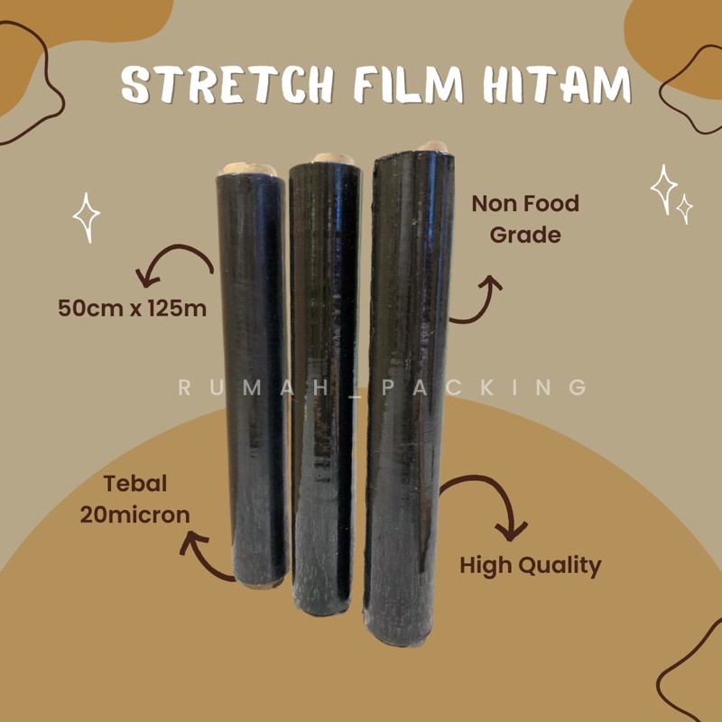 Jual PLASTIK WRAPPING HITAM 50cm x 125m 20 MICRON | STRETCH FILM ...