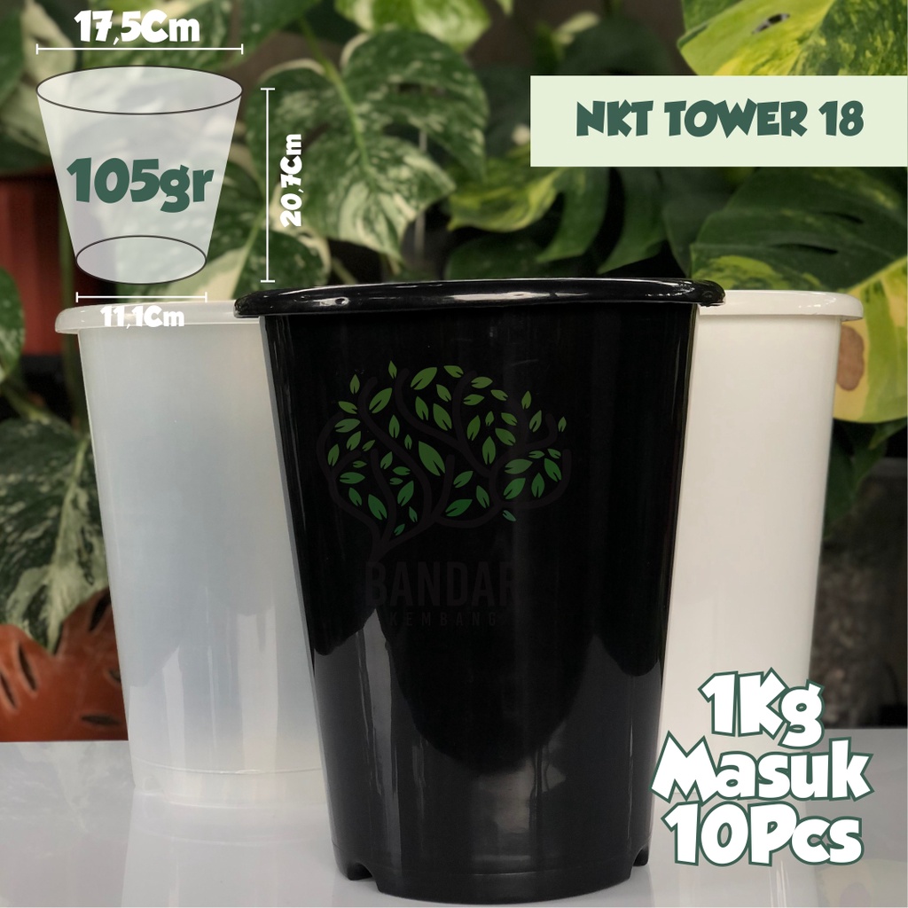 Jual NKT Tower Pot Tinggi Tanaman Hias Bunga Ukuran 18 Hitam Putih ...
