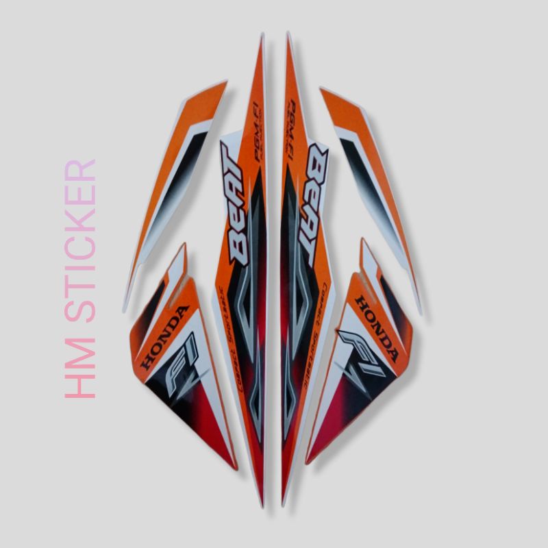 Jual sticker striping lis body motor honda beat fi 2014 SE ORANGE/OREN ...