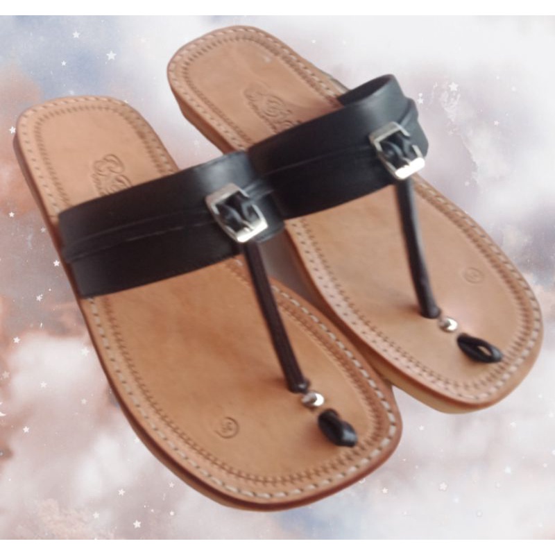 Jual sandal terompah terumpah bakiak selop pria kulit asli tasik coklat ...