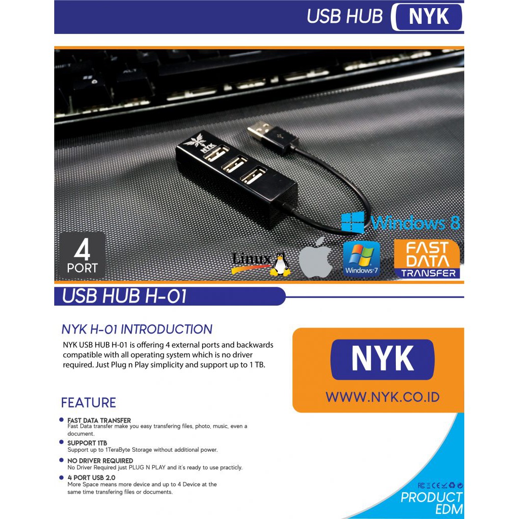 Jual Usb hub 2.0 4 port nyk H-01 - Usb hub 4 port H01 NYK | Shopee Indonesia