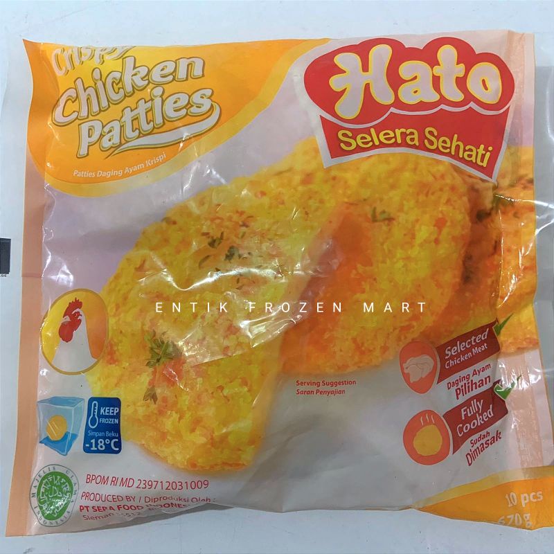 Jual Hato Crispy Chicken Patties / Chicken Burger 670gr (10pcs ...