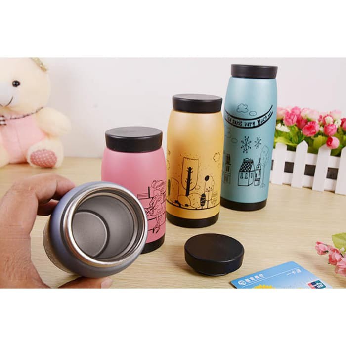 Jual [Promo] Unik dan Lucu Botol Minum Termos Motif Lukisan Anak 350ml ...