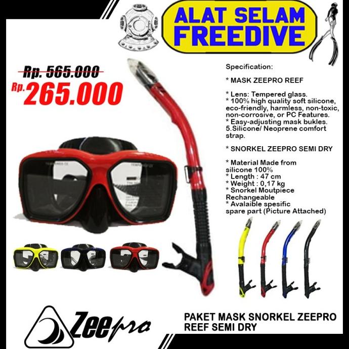 Jual PROMO Combo Set Mask Snorkel Zeepro Reef Snorkeling Masker Selam ...
