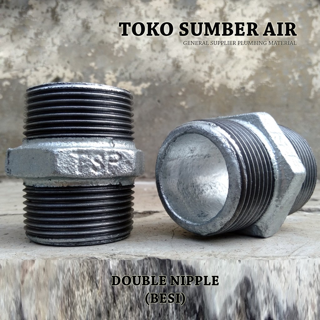 Jual DOUBLE NIPPLE GALVANIS 2 1/2 INCHI - DOBEL NEPEL BESI Sambungan Pipa dengan DRAT BSPT ...