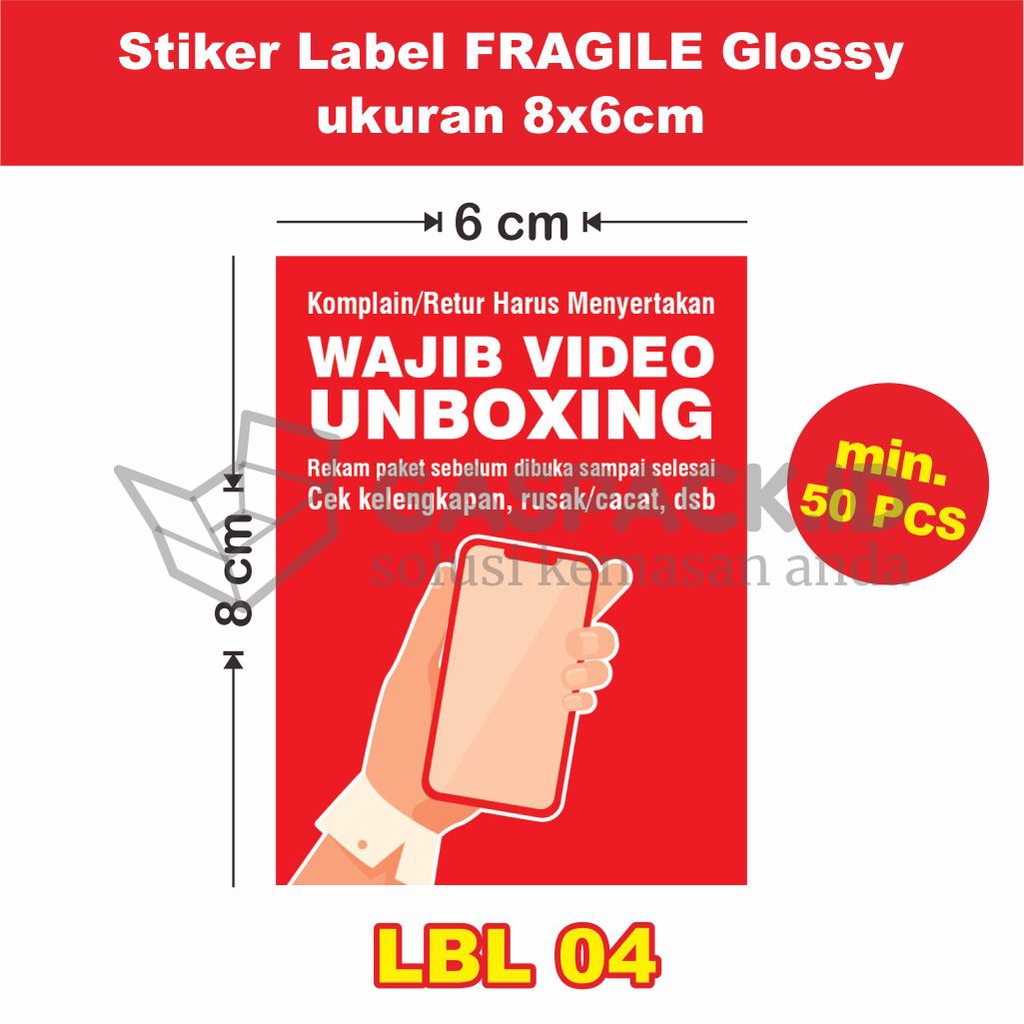 Jual Kertas Stiker label pengiriman fragile video unboxing glossy ...
