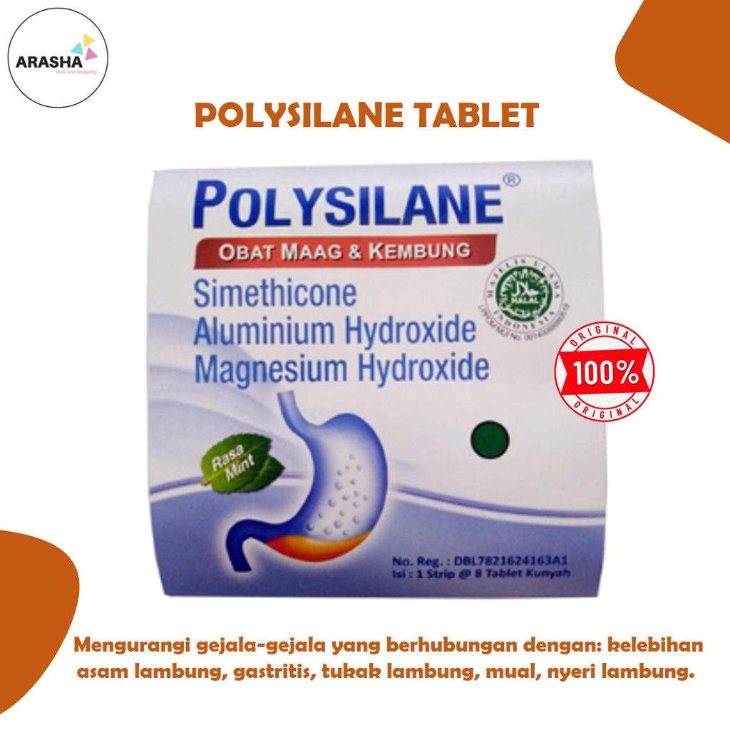 Jual POLYSILANE TABLET Obat Asam Lambung/Perut Kembung/Maag/Nyeri Ulu ...