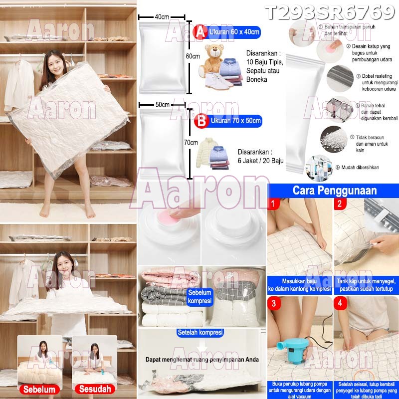 Jual Plastik Vacuum Vakum Pakaian atau Sprei Bed Cover T293 | Shopee Indonesia