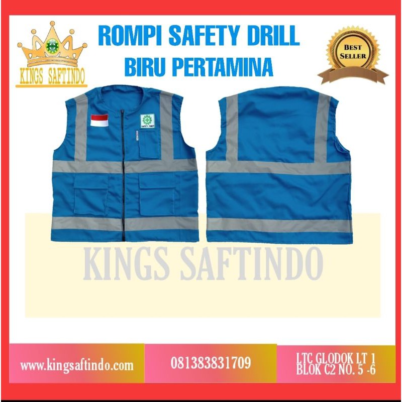 Jual ROMPI SAFETY BAHAN DRILL BIRU PERTAMINA | Shopee Indonesia