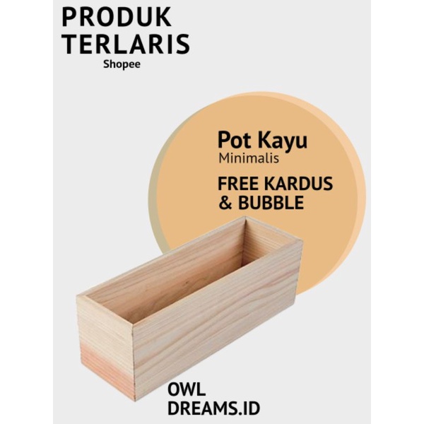 Jual 20X10 POT KAYU PERSEGI PANJANG / POT KAKTUS PANJANG / POT TANAMAN ...