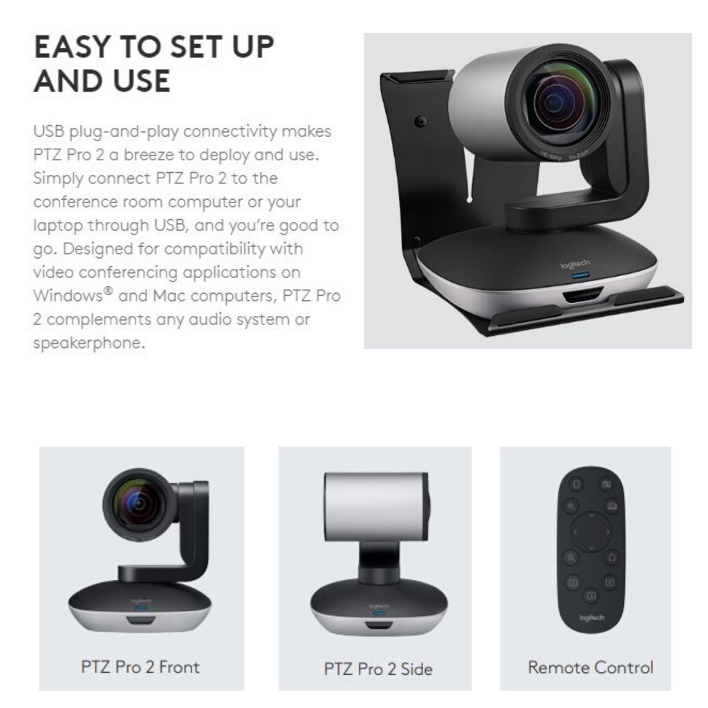 Jual Logitech Webcam PTZ Pro 2 Video Conference Camera & Remote Video ...