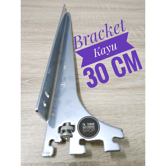 Jual Daun Braket Kayu Penyangga Rak Display Toko Stainless 30cm ...