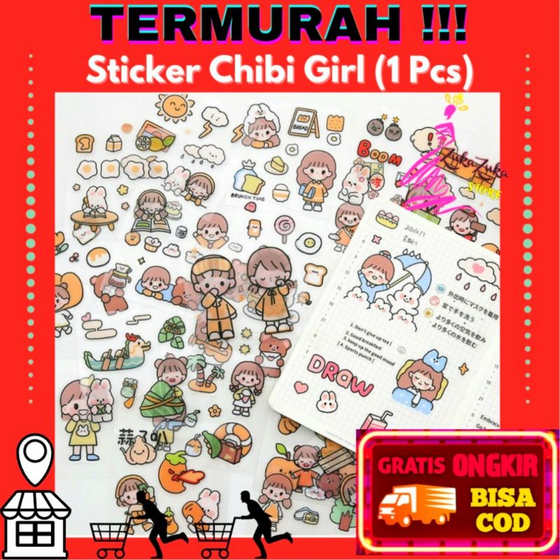 Jual [1 Lembar] Sticker Girl Imut Decor DIY Scrapbook Chibi Girl ...