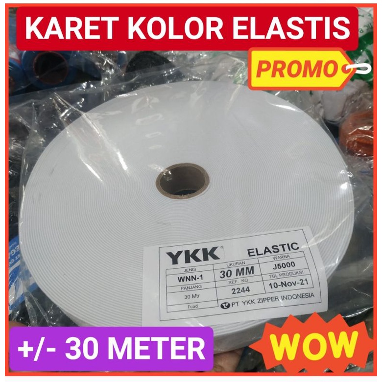 Jual Karet elastis YKK roll 3cm 4cm 2cm tali kolor karet elastic 30 ...