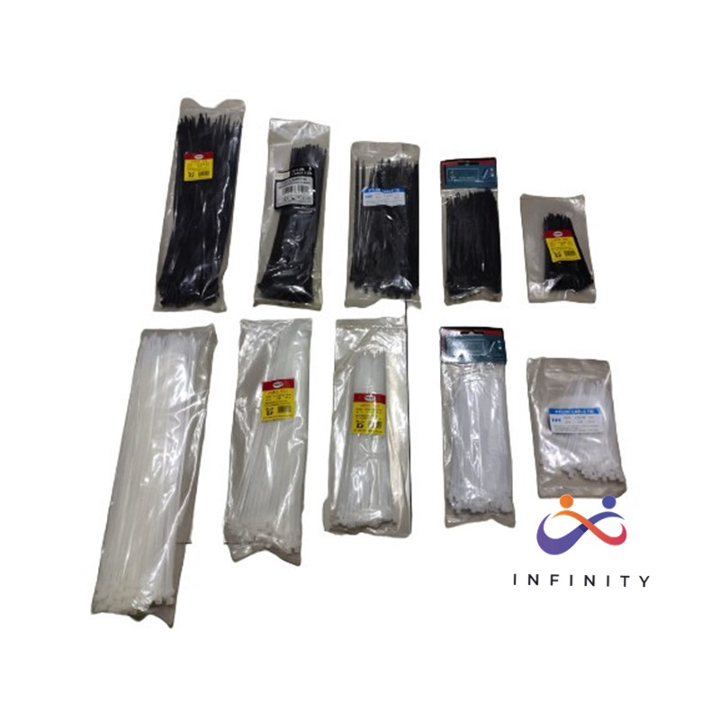 Jual Kabel Ties Cable Tie Nylon HPP Hitam Putih 10cm 15cm 20cm 25cm 30cm INFJ | Shopee Indonesia