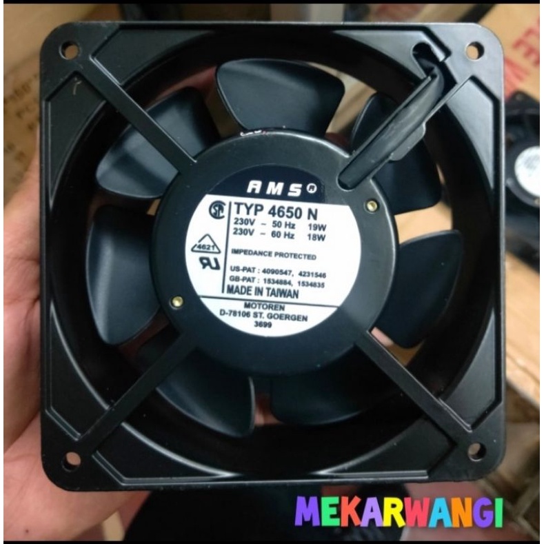 Jual kipas panel fan AC 220V merek AMS UKURAN 12CM X12CM TEBAL 3,8CM ...