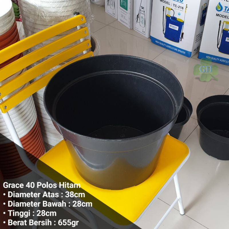 Jual Pot Simba 40 Polos Hitam, Diameter 37cm/37 cm, GO-JEK Grab ...