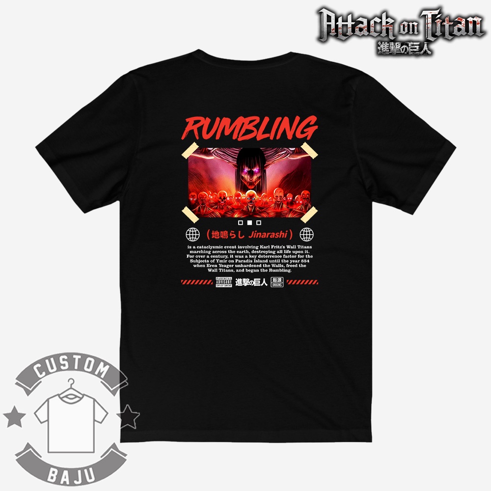 Jual Kaos Rumbling Jinarashi Anime Attack on Titan Shingeki no Kyojin ...