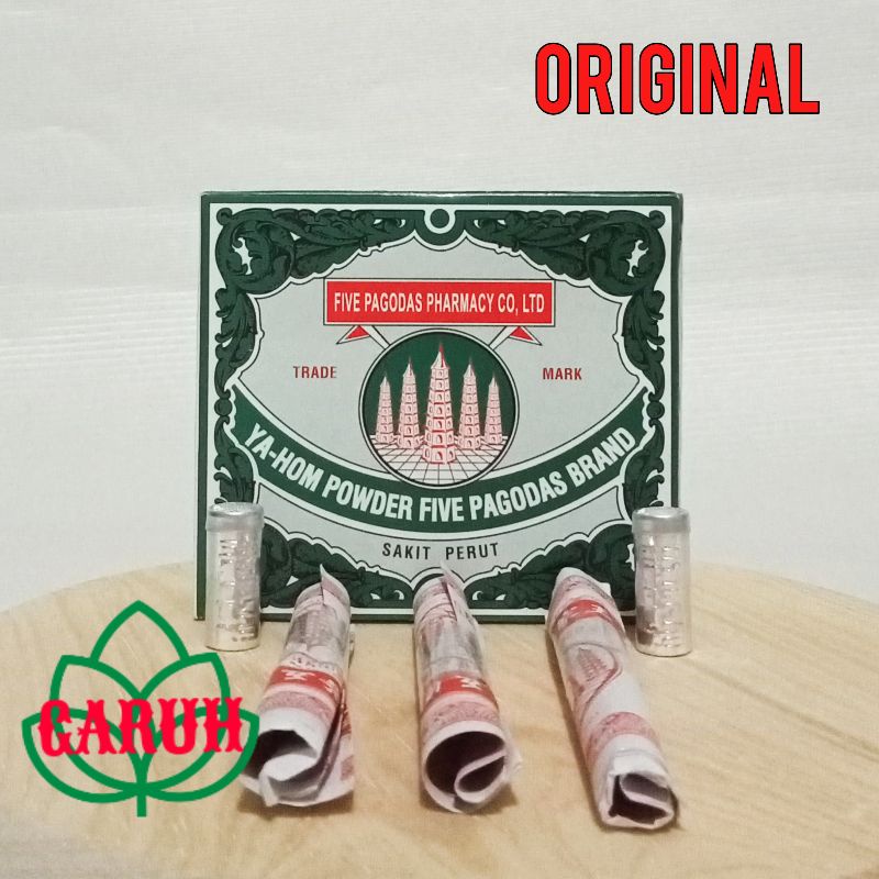 Jual YA HOM POWDER 12 TABUNG FIVE PAGODAS BRAND LIMA PAGODA OBAT SAKIT ...