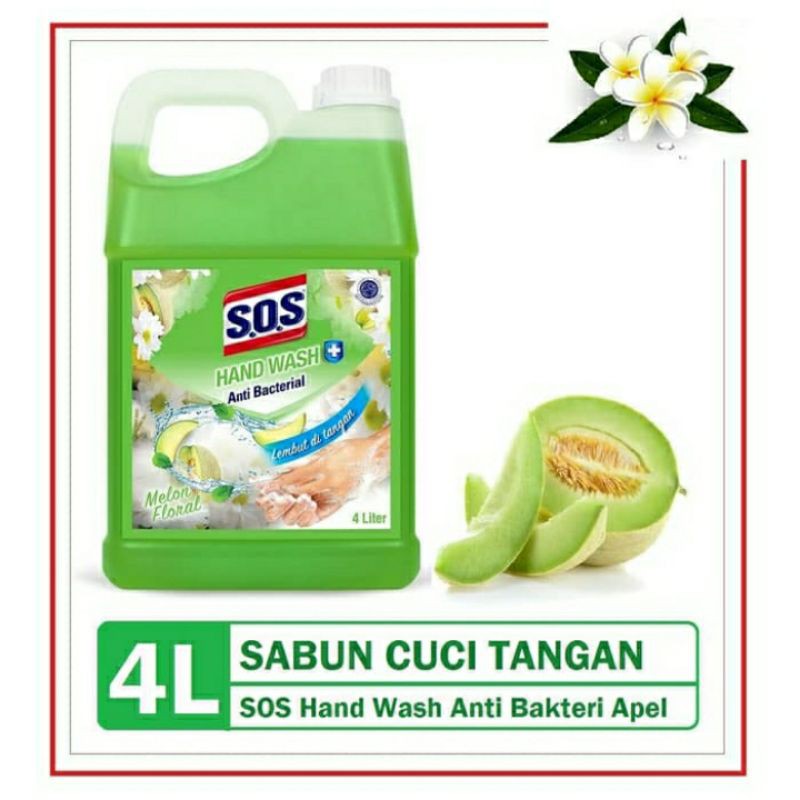 Jual SOS Hand Soap jerigen isi 4 liter sabun cuci tangan antibacterial ...
