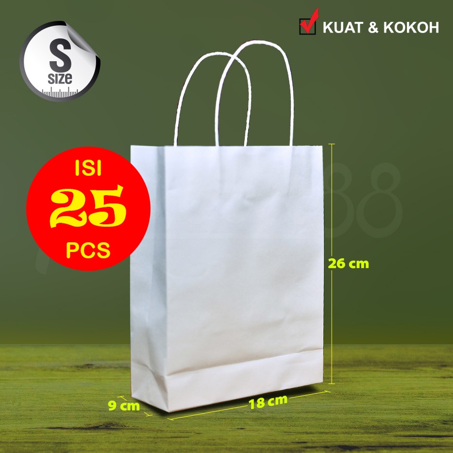 Jual Paper Bag - Tas Kertas - PUTIH POLOS - S -(25 Pcs) | Shopee Indonesia