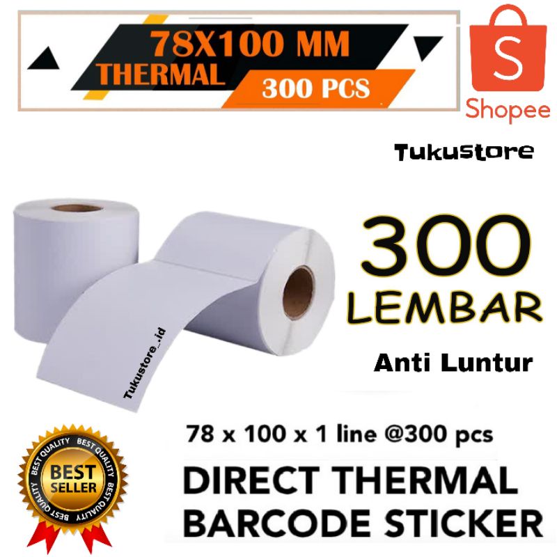 Jual Label Resi Barcode Sticker 78 x 100mm isi 300 Thermal Label ...