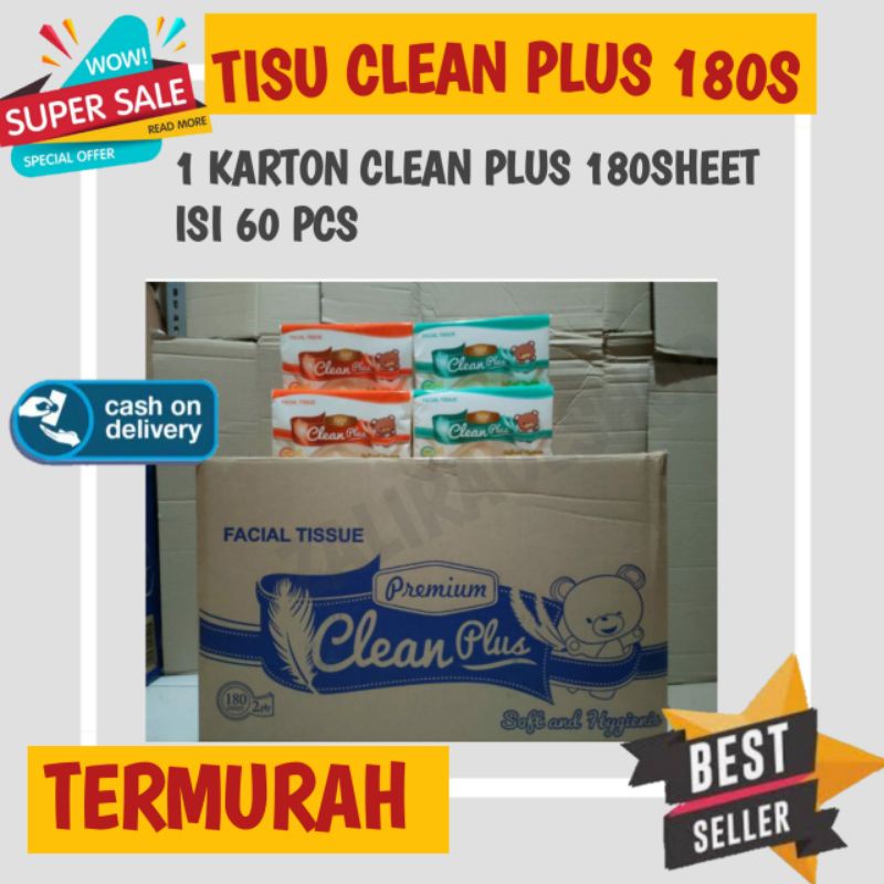 Jual tisu clean plus 180 sheet 1 karton isi 60 pcs | Shopee Indonesia