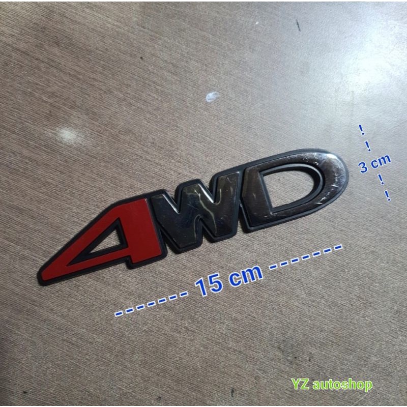 Jual Emblem 4WD ( merah chrome list hitam ) | Shopee Indonesia