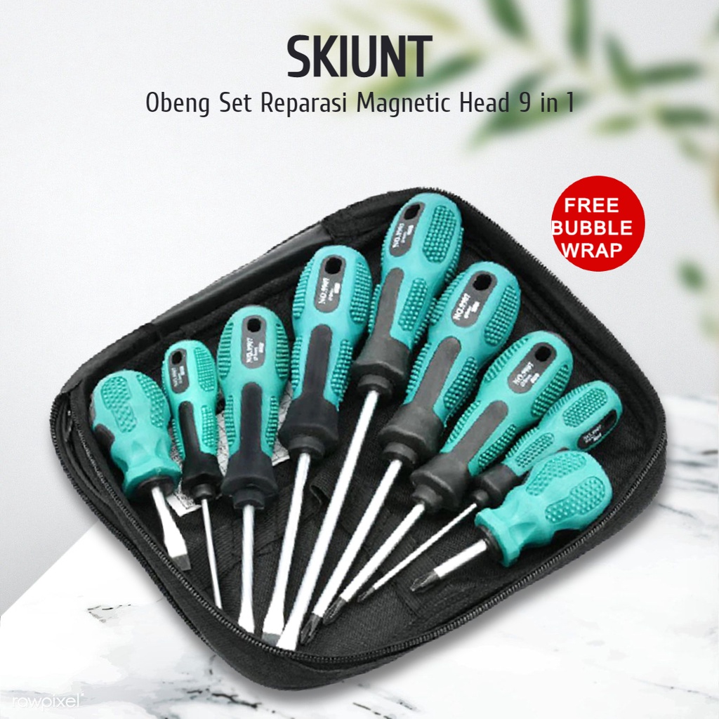 Jual SKIUNT Obeng Set Lengkap Reparasi Magnetic Head 9 in 1 - SK803 ...