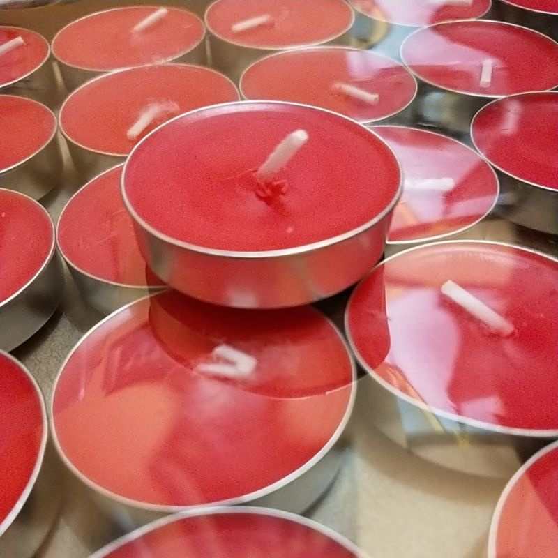 Jual Lilin Merah Tea Light / Lilin Aroma Terapi / Lilin Kaleng Merah ...