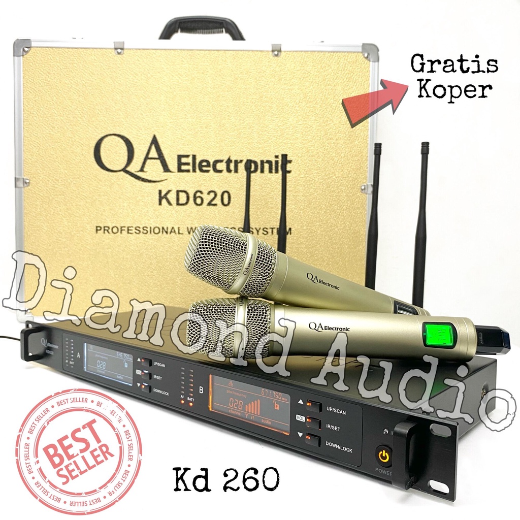 Jual Mic Wireless Qaelectronic Kd620 Champagne Uhf Handheld Original Microphone Kd 620 Free ...