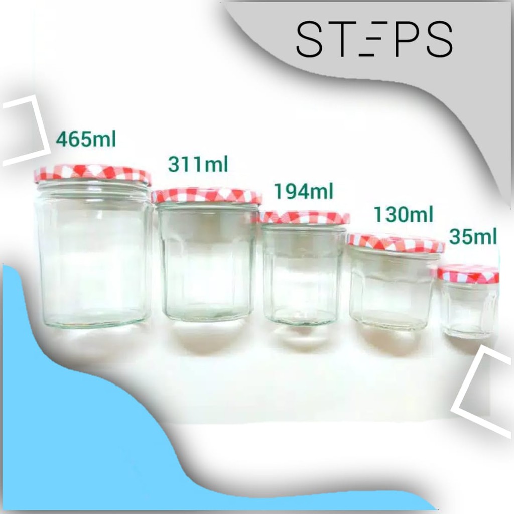 Jual BOTOL KACA / JAR SELAI BENING TUTUP MERAH | Shopee Indonesia