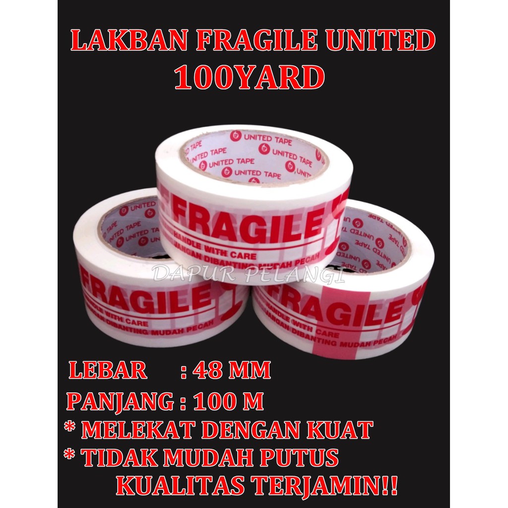 Jual Lakban Fragile Besar Jangan Dibanting 2 inch 100 Yard | Shopee ...