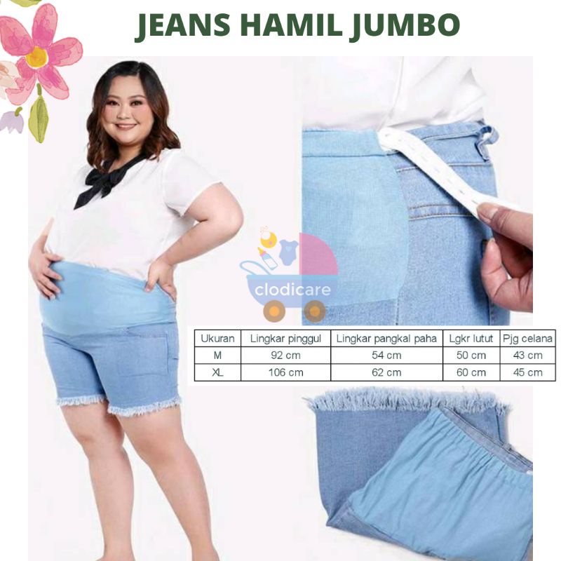 Jual Celana Hamil Pendek Jeans Rumbai Denim Big Size Jumbo Besar Muat ...