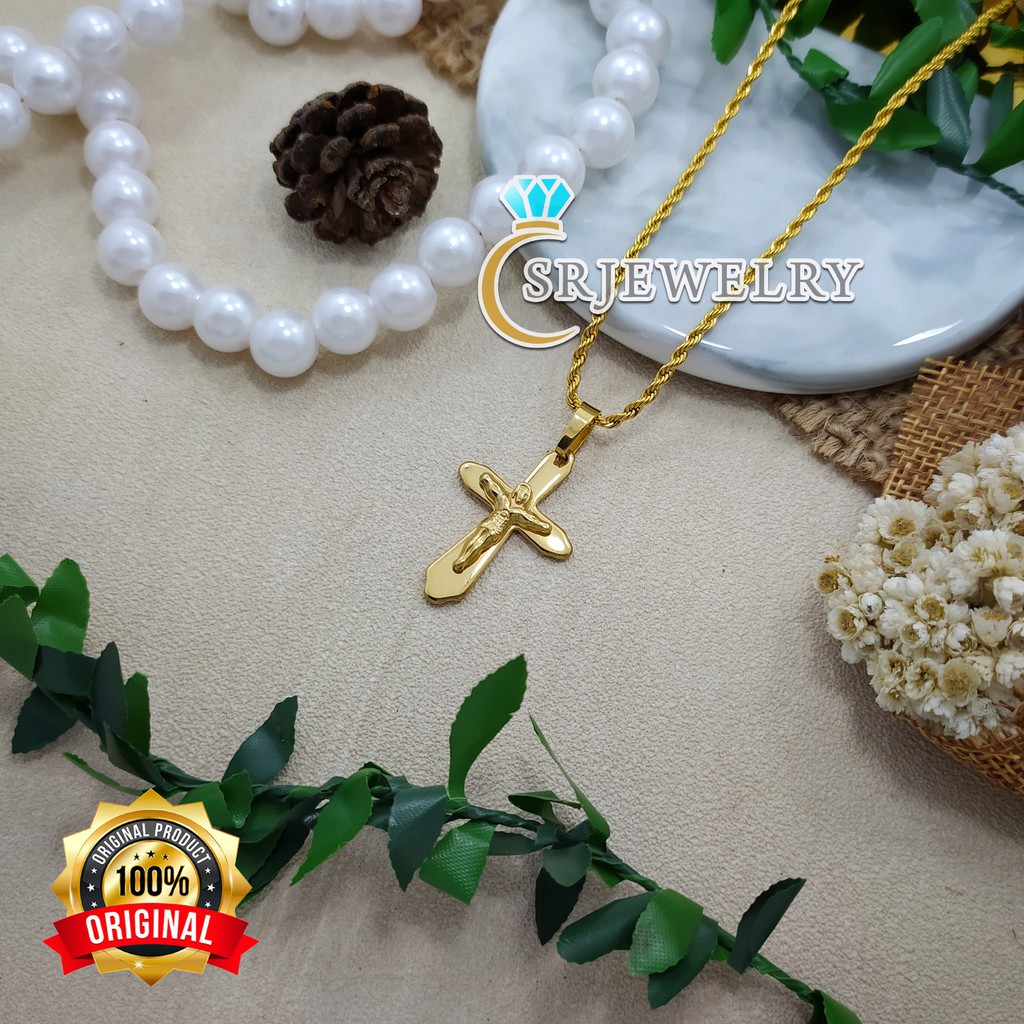 Jual Kalung Salib Emas Titanium Mini / Aksesoris Rohani Kristen ...
