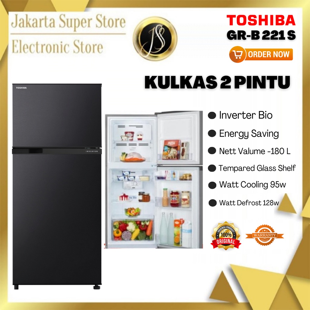 Jual KULKAS TOSHIBA 2 PINTU GR-B 221 S 202 L INVERTER | Shopee Indonesia